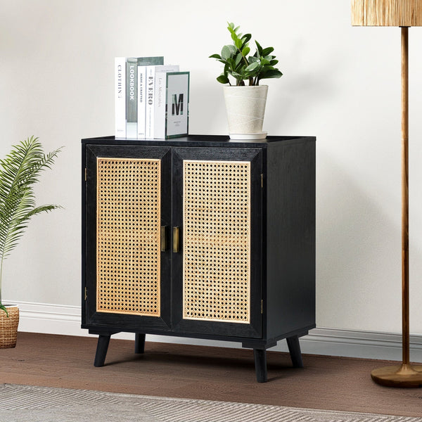 Buy wooden sideboard cabinet with rattan cane work ! - Furniture Online ...