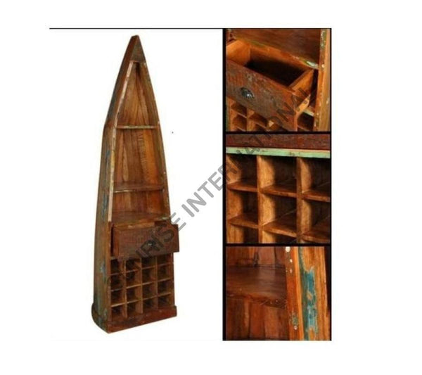 Reclaimed Wood Wooden Wine Rack Cabinet in Boat Design ! - Furniture ...
